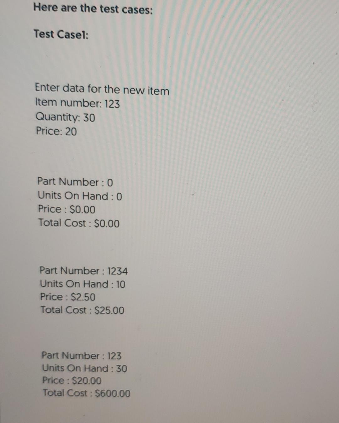 Solved Design an Inventory class that can hold information | Chegg.com