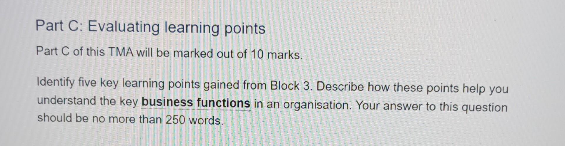 Solved Part C: Evaluating learning points Part C of this TMA | Chegg.com
