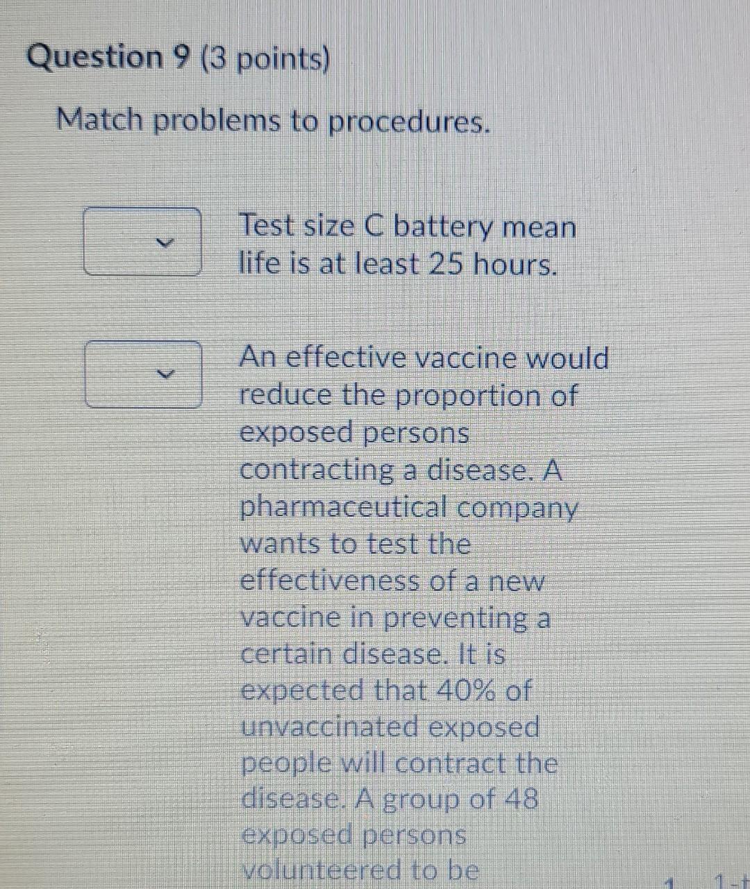 Solved Question 9 (3 points) Match problems to procedures. | Chegg.com