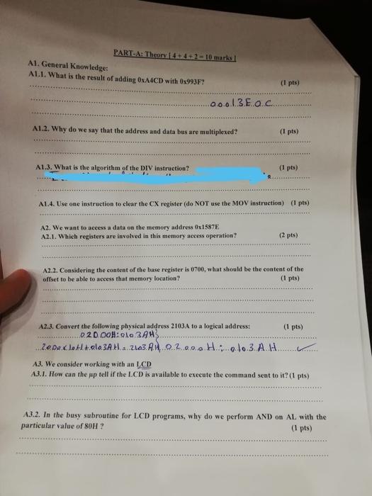 Solved PART-A: Theory [4+4+2=10 marks 1 A1. General | Chegg.com