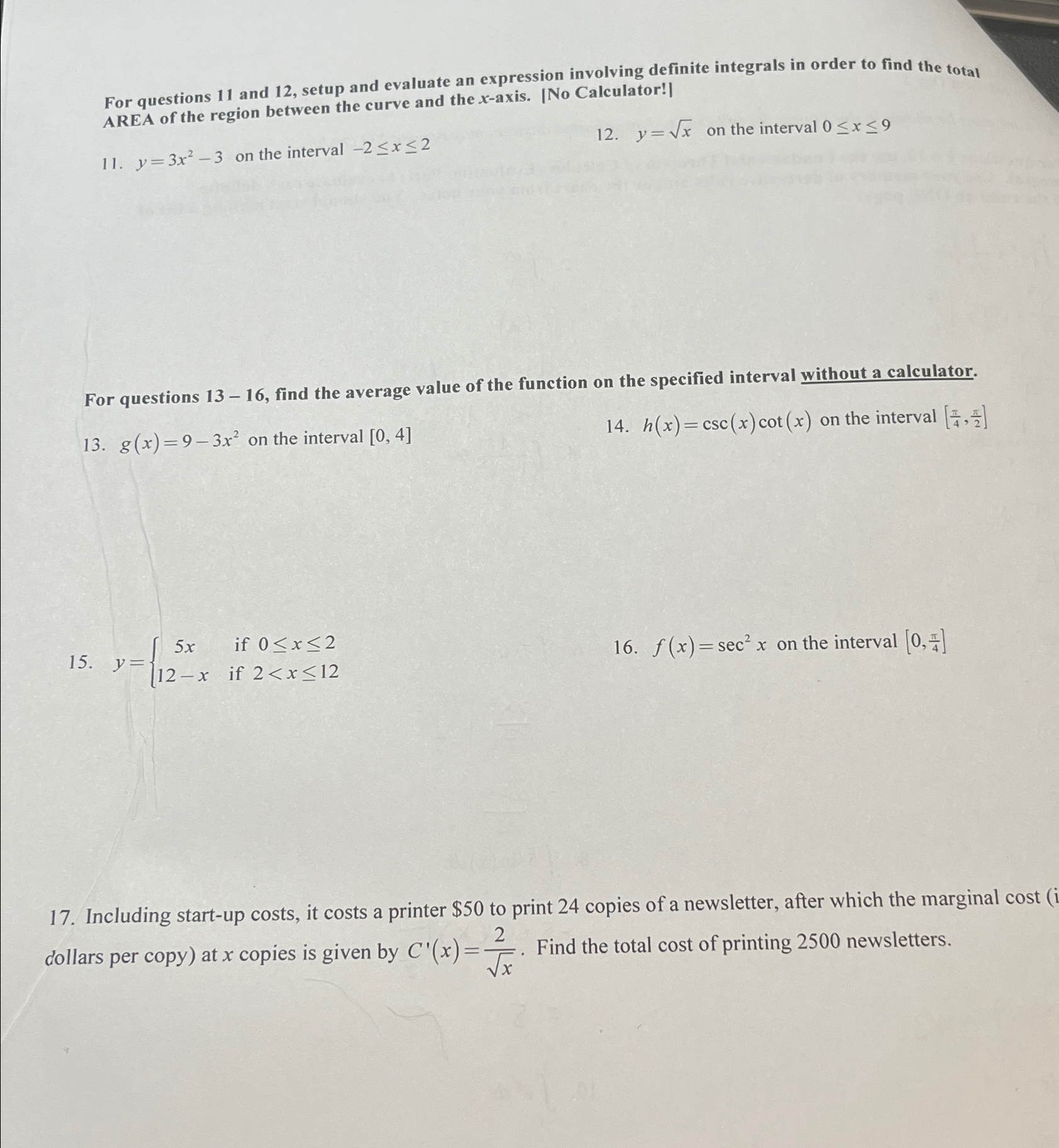 Solved For questions 11 ﻿and 12 , ﻿setup and evaluate an | Chegg.com