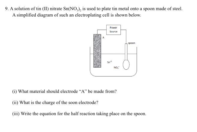 Solved 9. A solution of tin (II) nitrate Sn(NO), is used to | Chegg.com