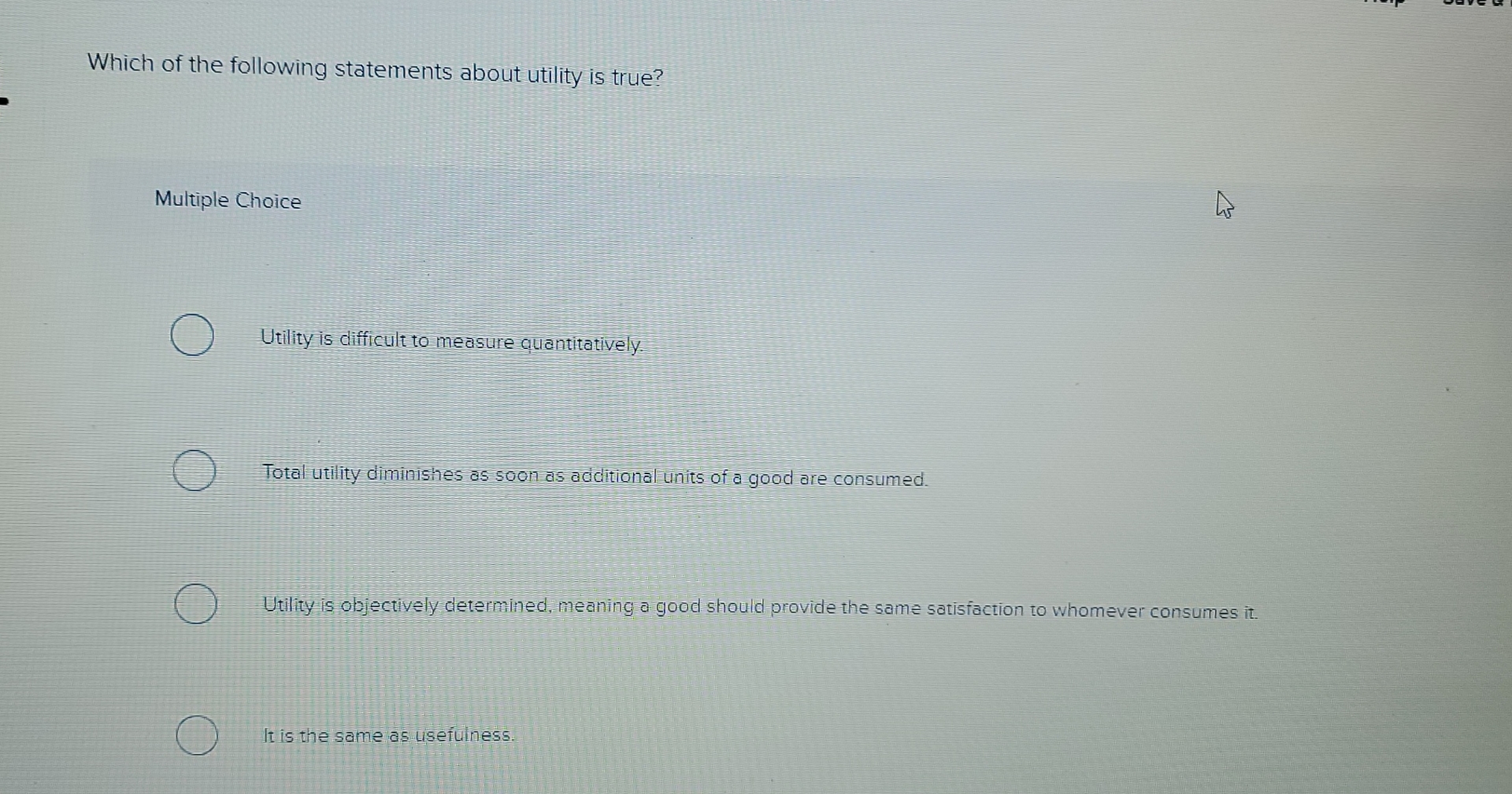 Solved Which of the following statements about utility is | Chegg.com