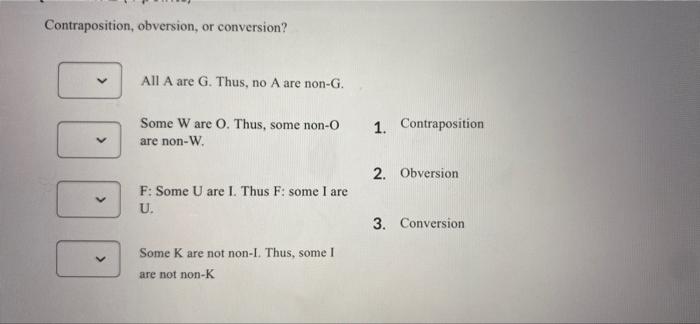 Solved Contraposition, obversion, or conversion? All A are | Chegg.com