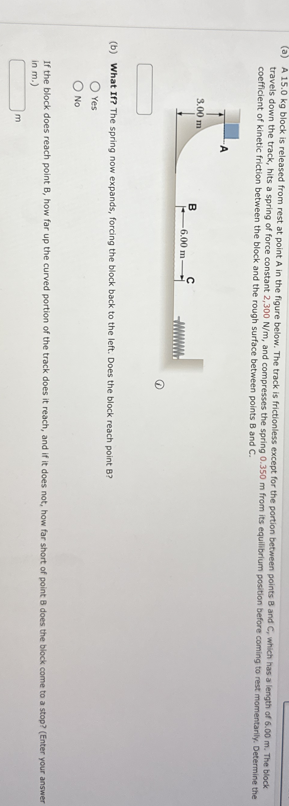 Solved (a) ﻿A 15.0 ﻿kg block is released from rest at point | Chegg.com