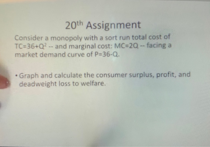 Solved 20th Assignment Consider a monopoly with a sort run | Chegg.com