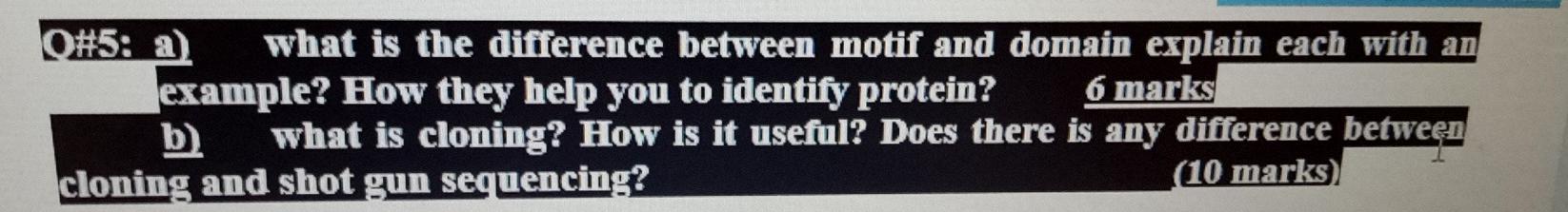 Solved O#5: a what is the difference between motif and | Chegg.com