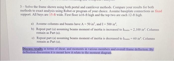 Solved 3 - Solve the frame shown using both portal and | Chegg.com