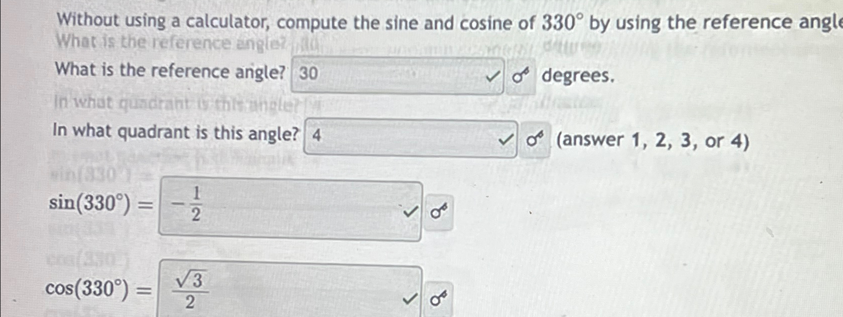 Solved Without using a calculator, compute the sine and | Chegg.com