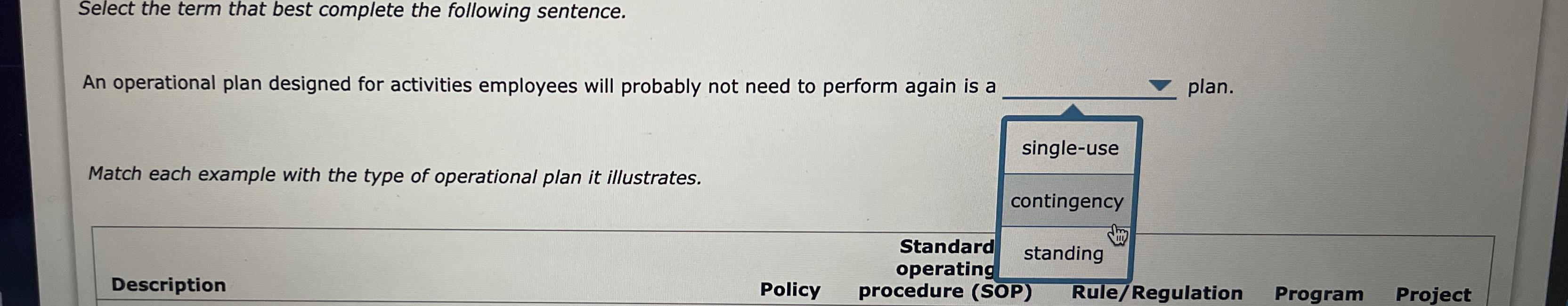 Solved Select the term that best complete the following | Chegg.com