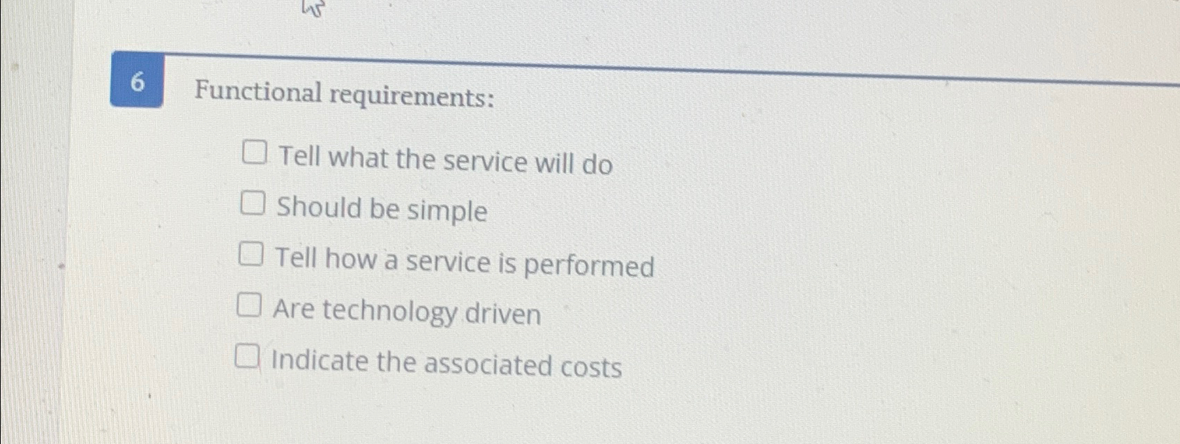 Solved Functional requirements:Tell what the service will | Chegg.com