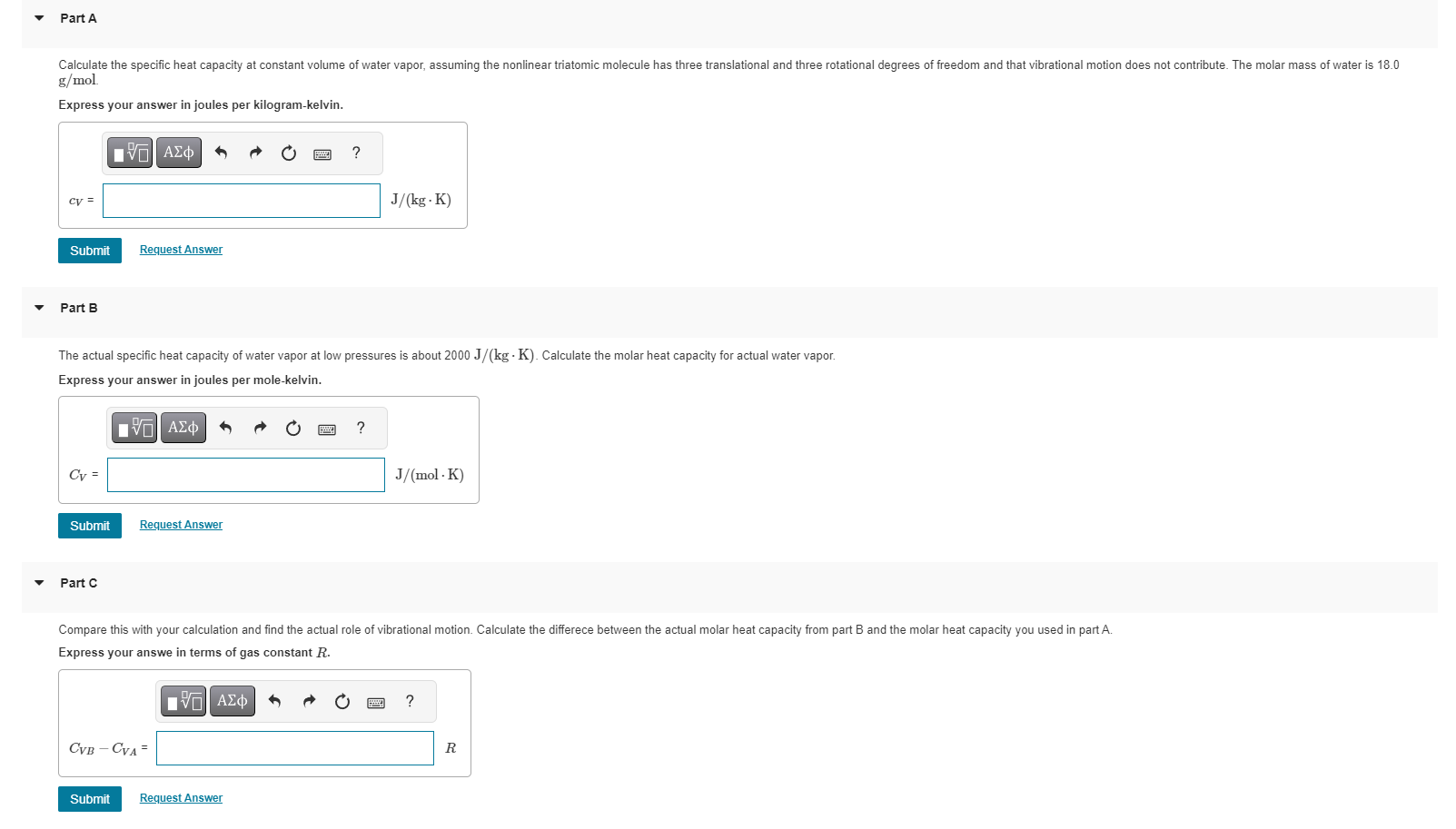 Solved Part Agmol.Express your answer in joules per | Chegg.com