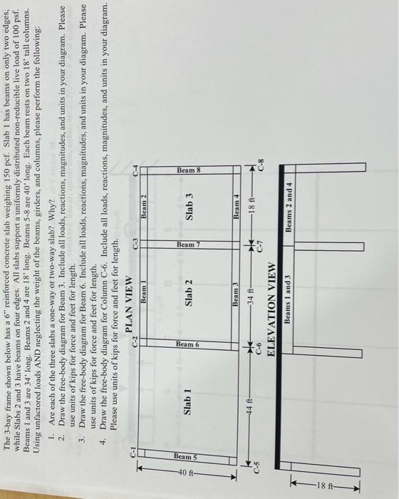 Solved The 3-bay frame shown below has a 6"1 reinforced | Chegg.com