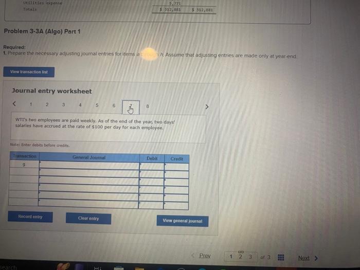 Solved Required information Problem 3-3A (Algo) Preparing | Chegg.com