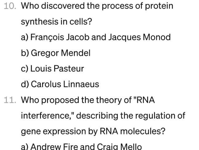 Solved biology: Who discovered the process of protein | Chegg.com