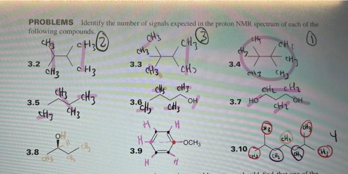 Solved PROBLEMS Identify the number of signals expected in | Chegg.com