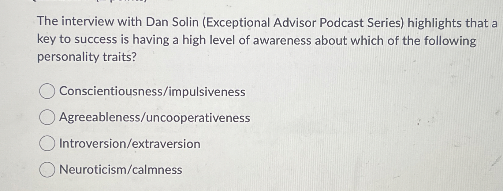 Solved The interview with Dan Solin (Exceptional Advisor | Chegg.com