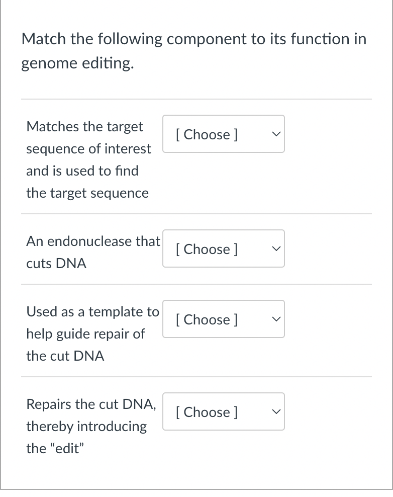 Solved Match the following component to its function | Chegg.com