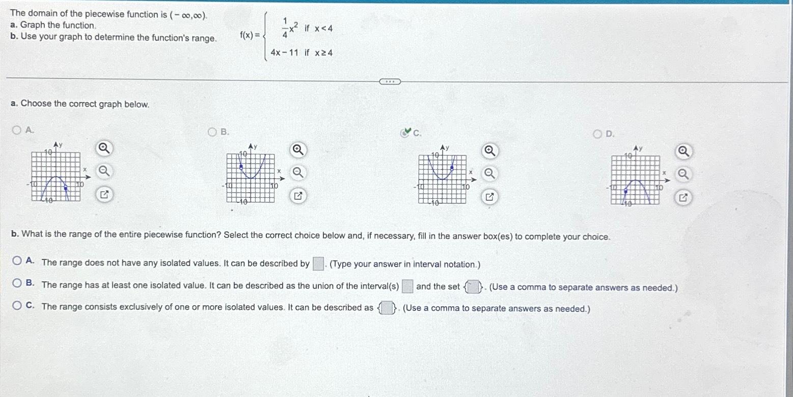 Solved What is the range and answer choice of the Piecewise | Chegg.com