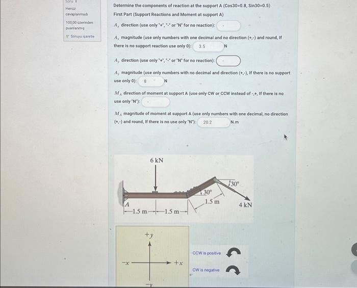 Solved Determine the components of reaction at the support A | Chegg.com