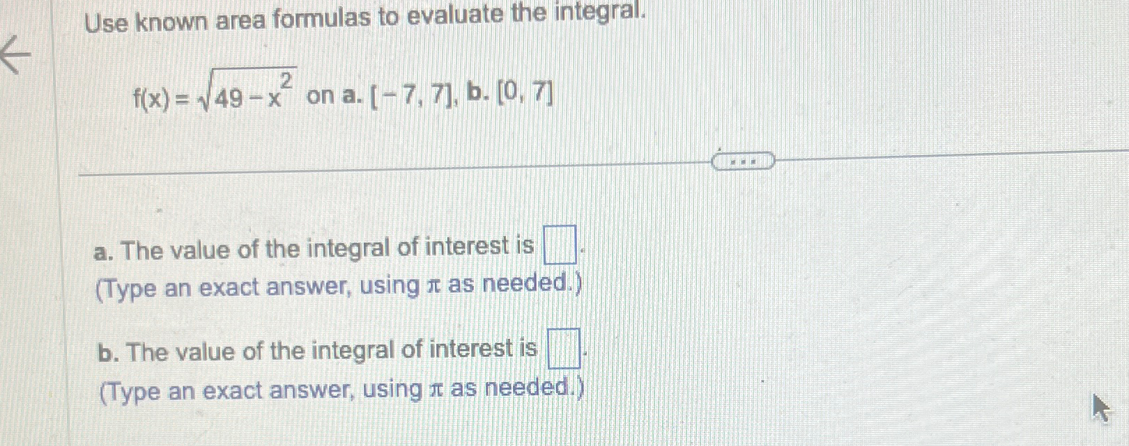 Solved Use known area formulas to evaluate the | Chegg.com