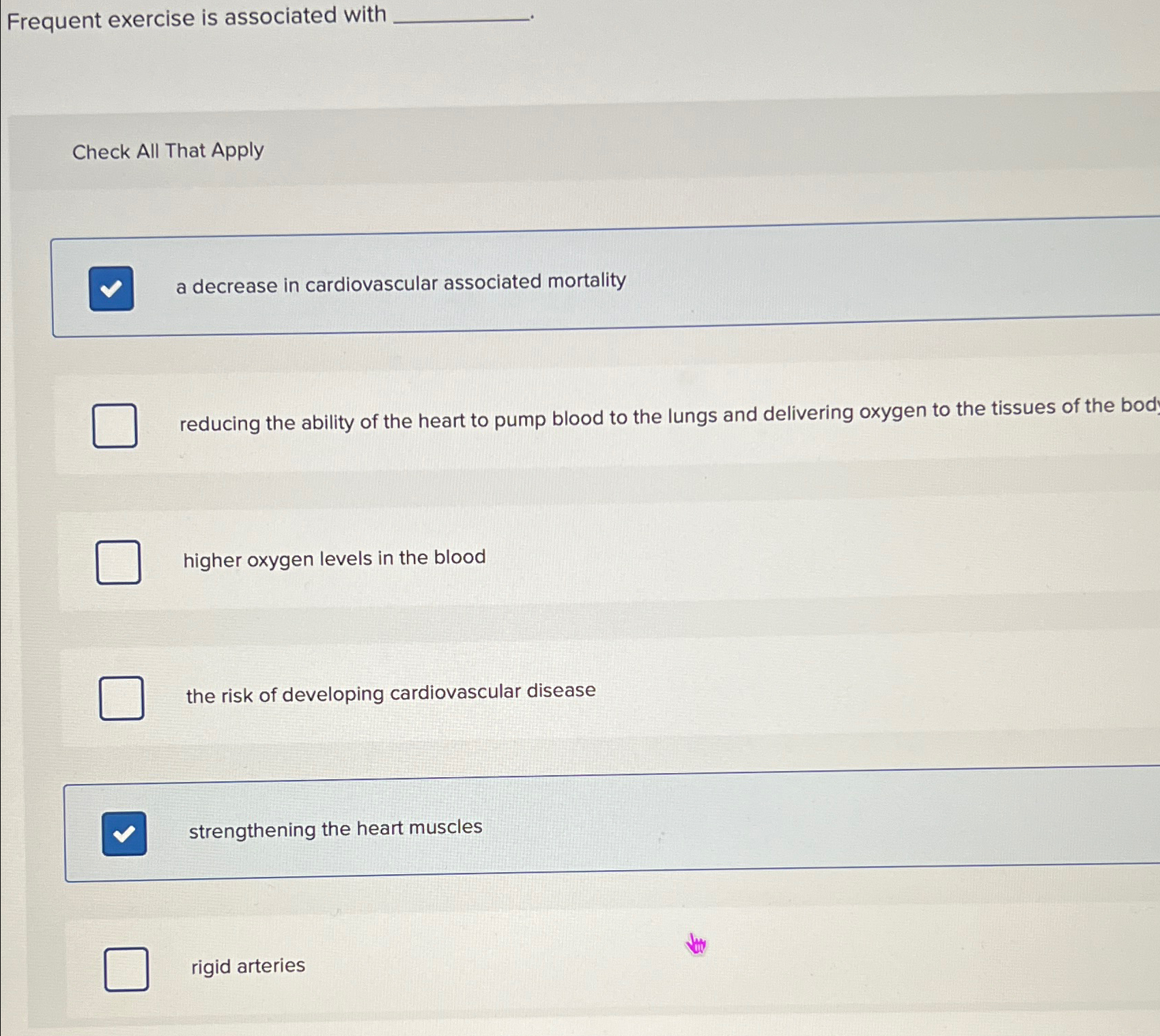 Solved Frequent exercise is associated withCheck All That | Chegg.com