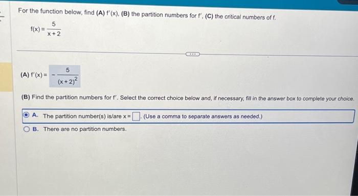 Solved For the function below, find (A)f′(x), (B) the | Chegg.com
