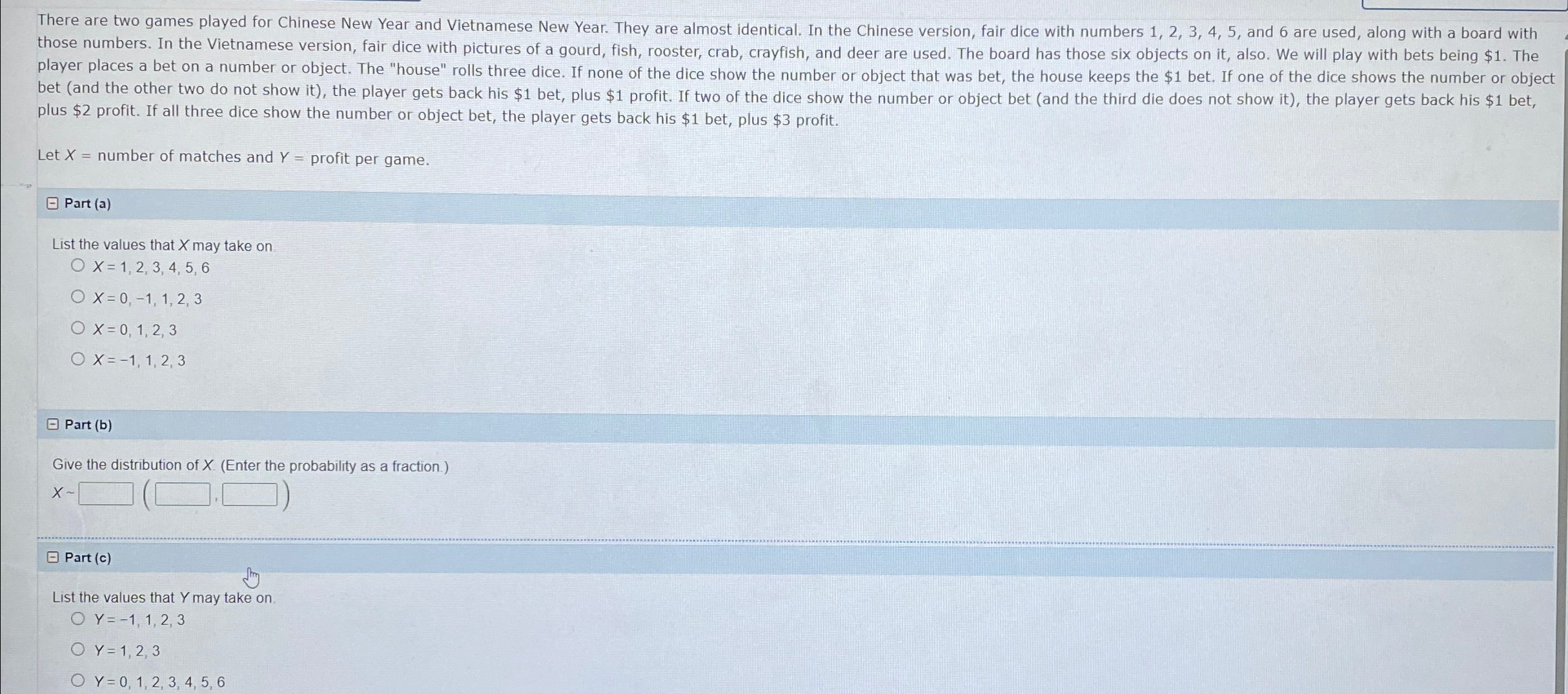 Solved There are two games played for Chinese New Year and | Chegg.com