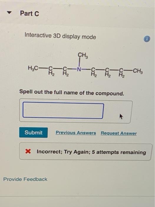 Solved Part A Interactive 3D display mode HEC- CH3 H Spell | Chegg.com