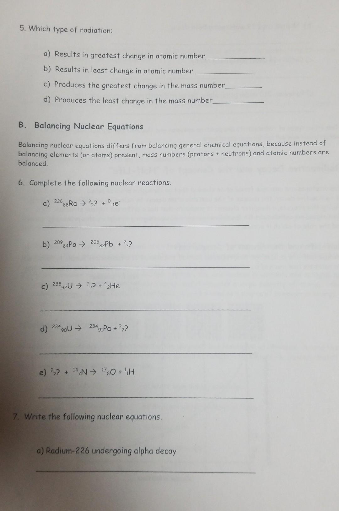 Solved Kadroactive 1sotopes and Nuclear Equations Atoms are | Chegg.com