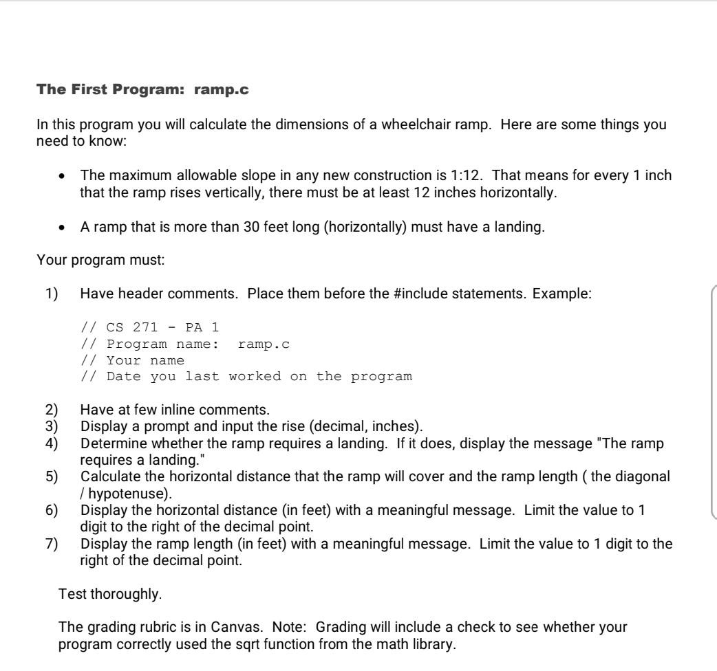 Solved The First Program: ramp.c In this program you will | Chegg.com