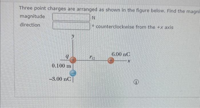 Three point charges are arranged as shown in the | Chegg.com