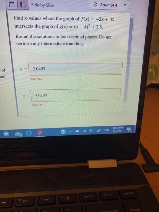 Solved Side-by-Side Attempt 4 Find x-values where the graph | Chegg.com