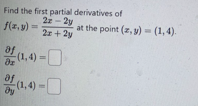 Solved Find the first partial derivatives | Chegg.com