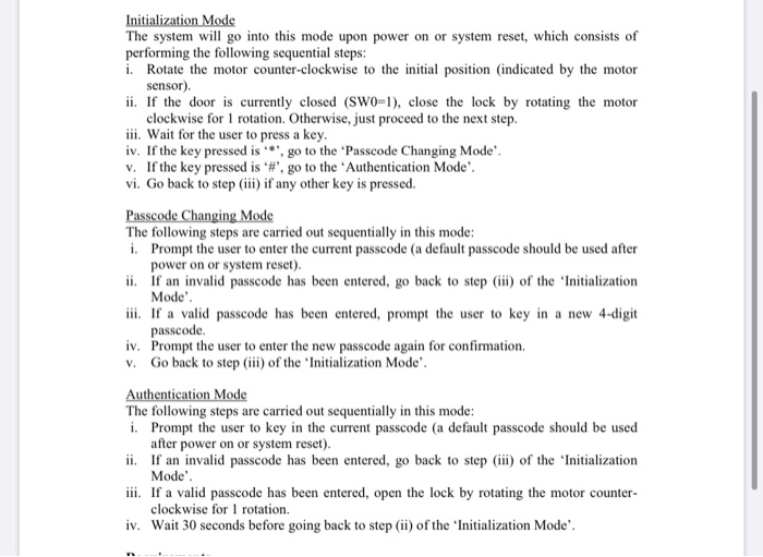 Solved Initialization Mode The system will go into this mode | Chegg.com