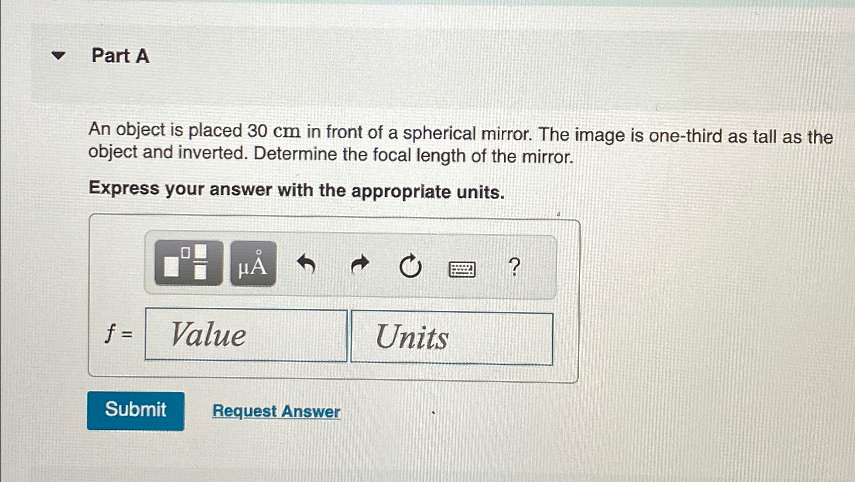 Solved Part AAn object is placed 30cm ﻿in front of a | Chegg.com