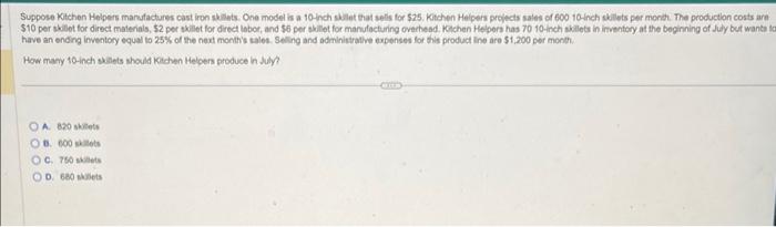 Solved 5 Suppose Kitchen Helpers manufactures cost iron | Chegg.com