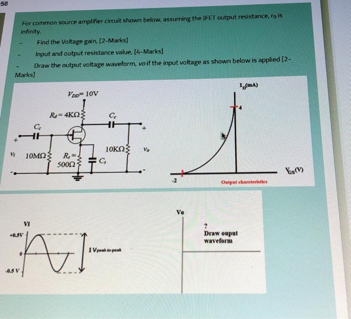 Solved -59 For common source amplifier circuit shown below, | Chegg.com