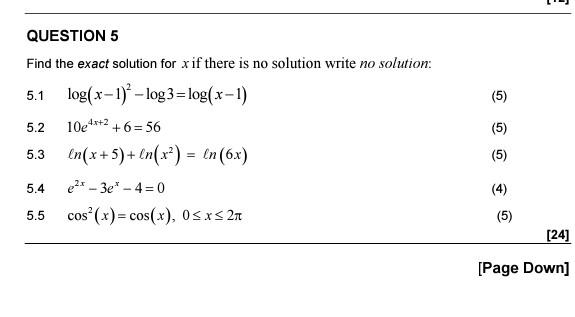 Solved Find the exact solution for x if there is no solution | Chegg.com