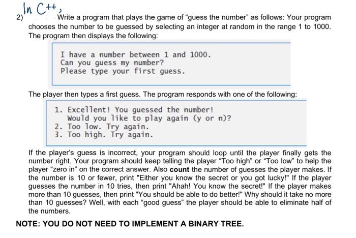 Solved 2) Write a program that plays the game of "guess the | Chegg.com