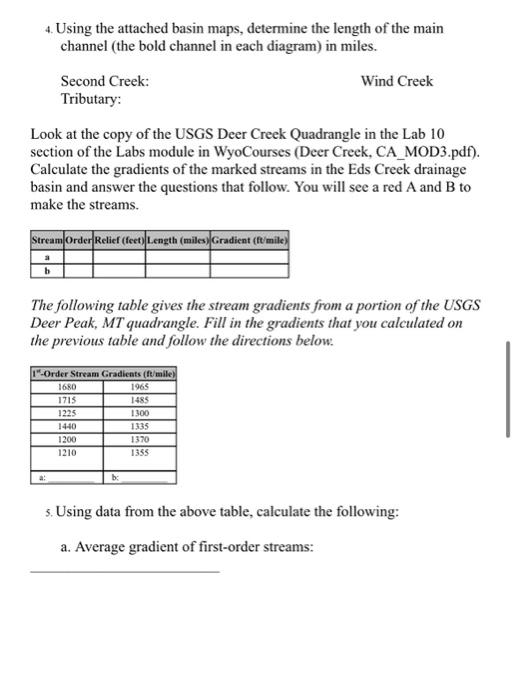 Solved Exercise 10-C: Drainage Basin Morphometery and | Chegg.com