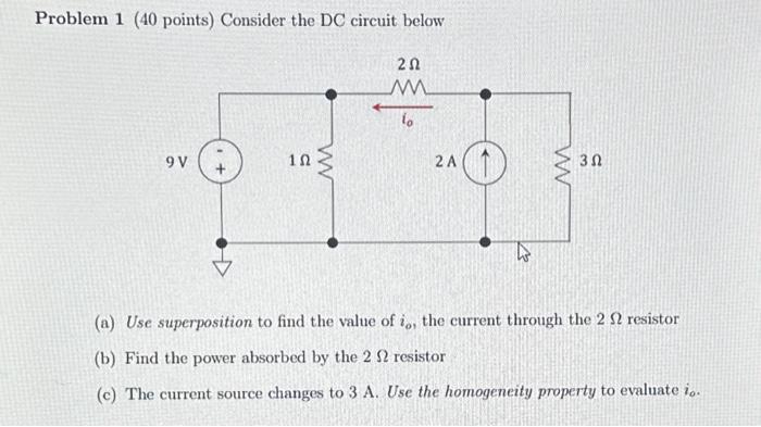 Solved Problem 1 (40 points) Consider the DC circuit below | Chegg.com