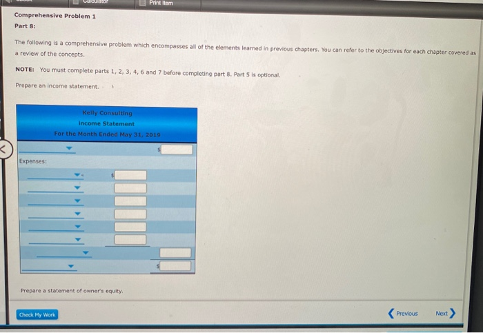 OP Print Item Comprehensive Problem 1 Part 8: The | Chegg.com