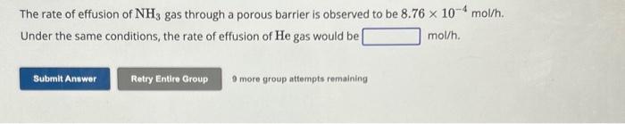 Solved A sample of NH3 gas is observed to effuse through a | Chegg.com