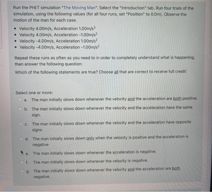 Solved Run the PhET simulation "The Moving Man". Select the | Chegg.com