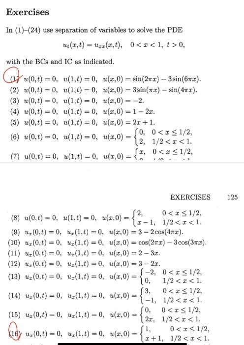 Solved In (1)-(24) use separation of variables to solve the | Chegg.com