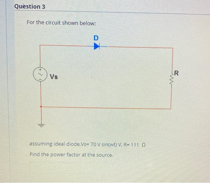 Solved Question 1 For the circuit shown below: IR Vs | Chegg.com