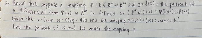 Solved 2) Recall that suppose a mapping f:E⊆Rn→Rm and | Chegg.com