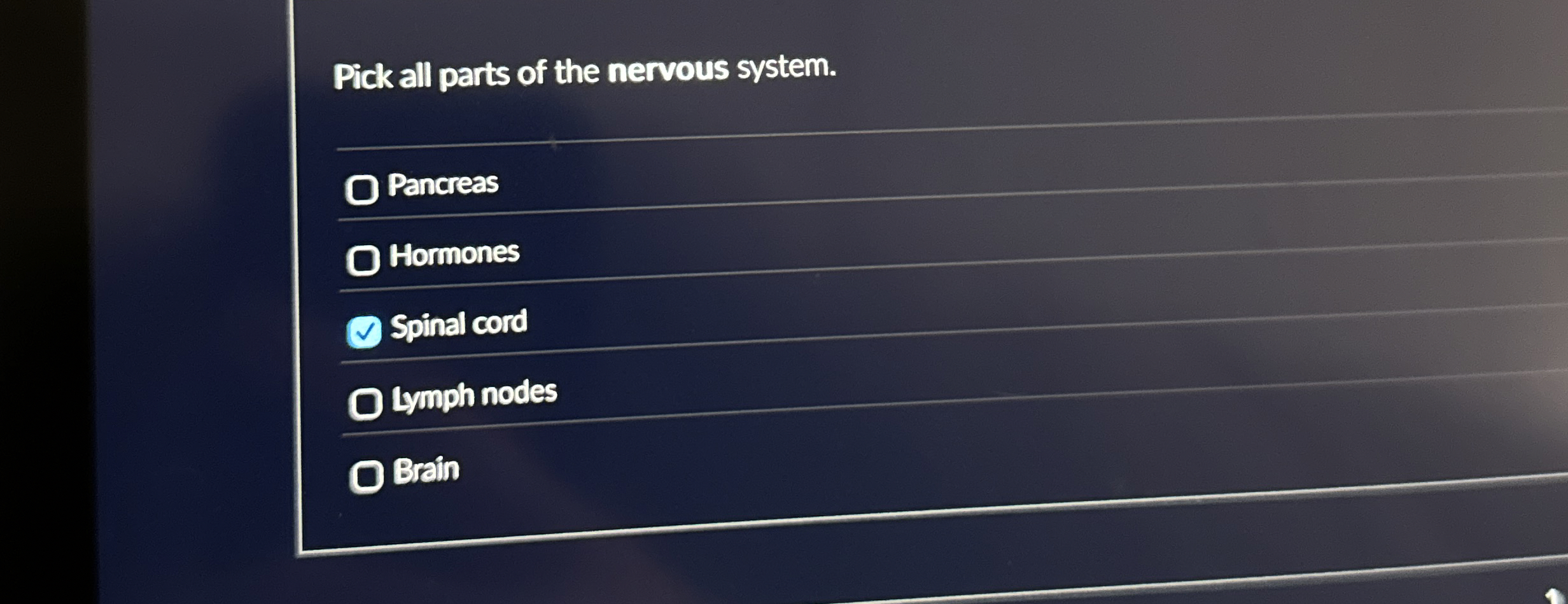 Solved Pick all parts of the nervous | Chegg.com