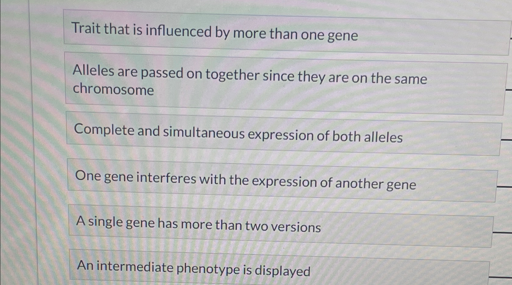 Solved Trait that is influenced by more than one geneAlleles | Chegg.com